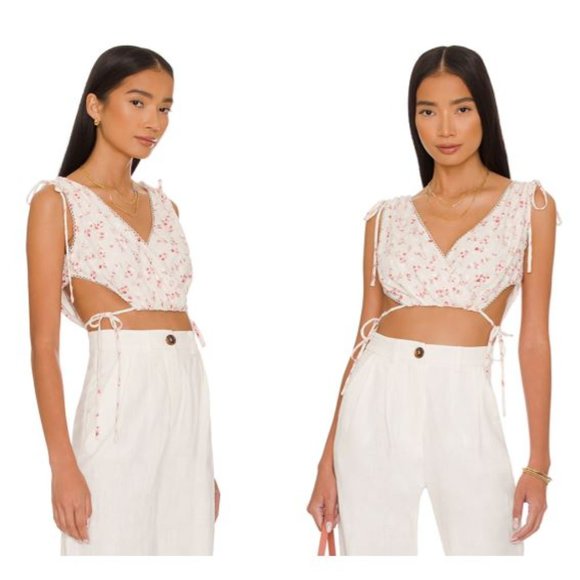 MAJORELLE | Tops | Majorelle New Lauralie Embroidered Floral Crop Top ...
